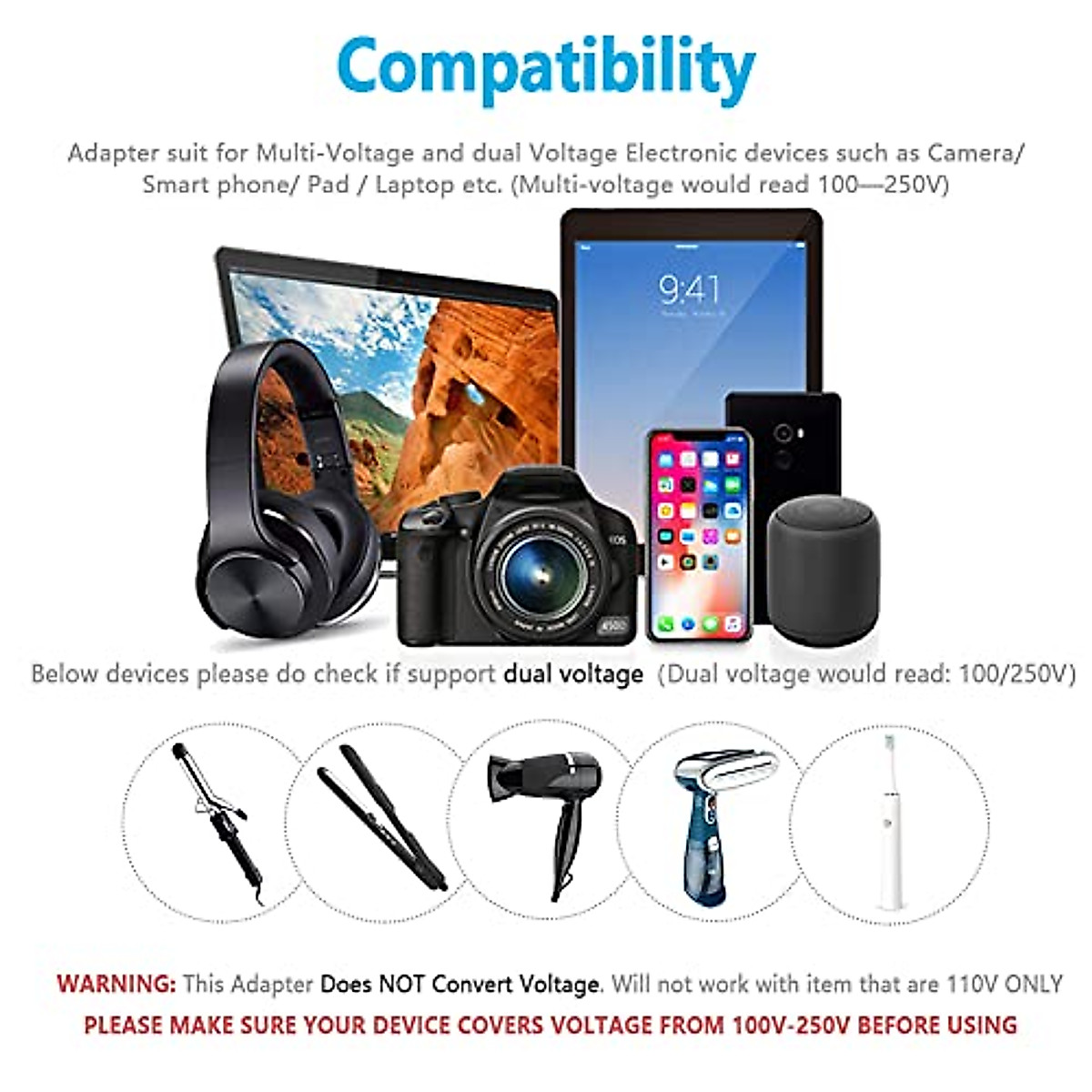 TESSAN Type E F Plug Adapter, France Germany Power Adapter with 2 USB 3 American Outlets, Schuko European Travel Plug Adaptor for US to Europe German Frence Iceland Spain Russia Poland EU