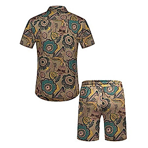 COOFANDY Men's Flower Shirt Hawaiian Sets Casual Button Down Short Sleeve Shirt