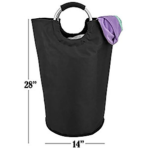 Collapsible Fabric Laundry Hamper - Portable, Foldable Large Capacity Laundry Basket, Durable Comfortable Padded Carry Handles, Self Standing Washing Bin, Folds Easily in Laundry Room Storage. (Black)