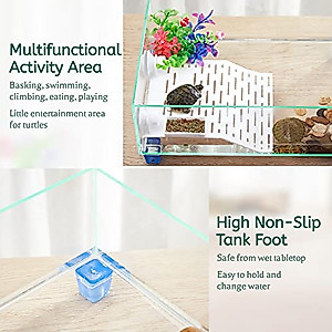 LAQUAL Ultra Clear Glass Turtle Tank (3 Gal), 360° View Rimless Glass Tank for Baby Turtles 2-3 Inches, Small Turtle Aquarium with Turtle Basking Platform, Easy to Clean & Change Water