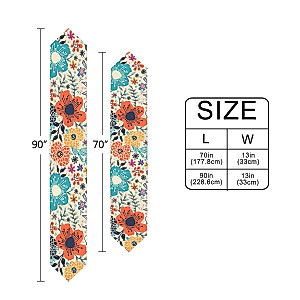 Aflyko Spring Flowers Table Runner Dining Table Decor 13" × 90"