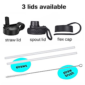 SENDESTAR Stainless Steel Water Bottle, 40 oz water bottle with 3 lids (Straw Lid), Double Wall Vacuum Insulated Leak Proof, Wide Mouth Water bottle