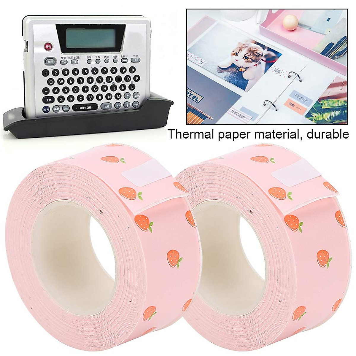 2 Packs Print Label Tape for Labeler Durable Thermal Paper Clear Writing Suitable High Temperatures Width Length