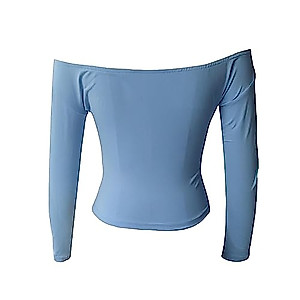 Women Y2K Off Shoulder Tee Top Long Sleeve Slim Fit Crop Top Low Cut Backless Stretchy T-Shirts Streetwear