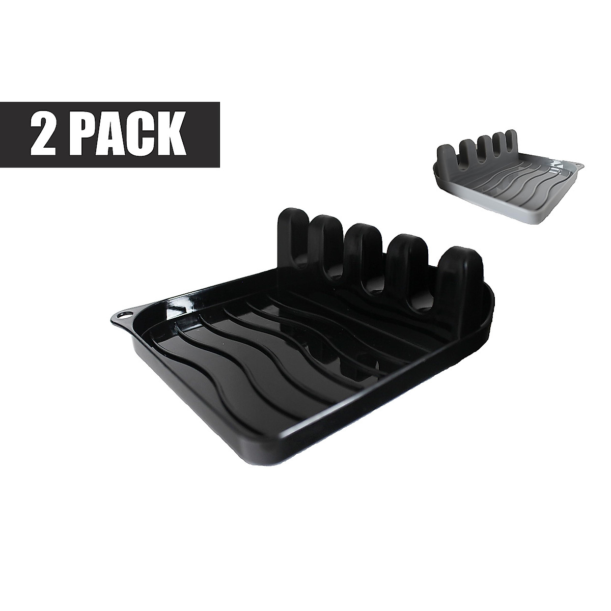 2 pack, Kitchen Spoon Rest, Pot Lid Holder, for Multiple Utensils, Heat Resistant, for Spoons, Spatulas, tongs, and More