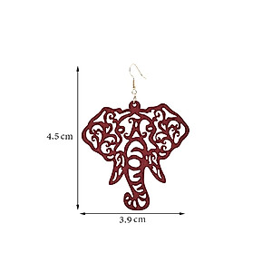 MagiDeal Elephant Head Filigree Fishhook Earrings