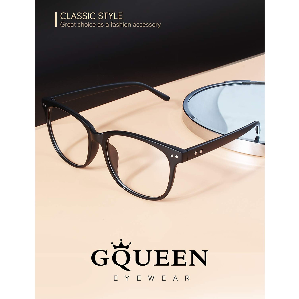 GQUEEN Fake Glasses Oversized Non Prescription Glasses Clear Lens Glasses for Women Men Eyeglasses Matte Black, 201581