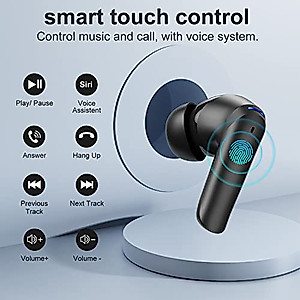 FOF Wireless Earbuds Noise Cancelling Bluetooth 5.3 Headphones IPX6 Waterproof LED Power Display Ear Buds in-Ear Earphones with Wireless Charging Case 4 Microphone 50H Playback Headset