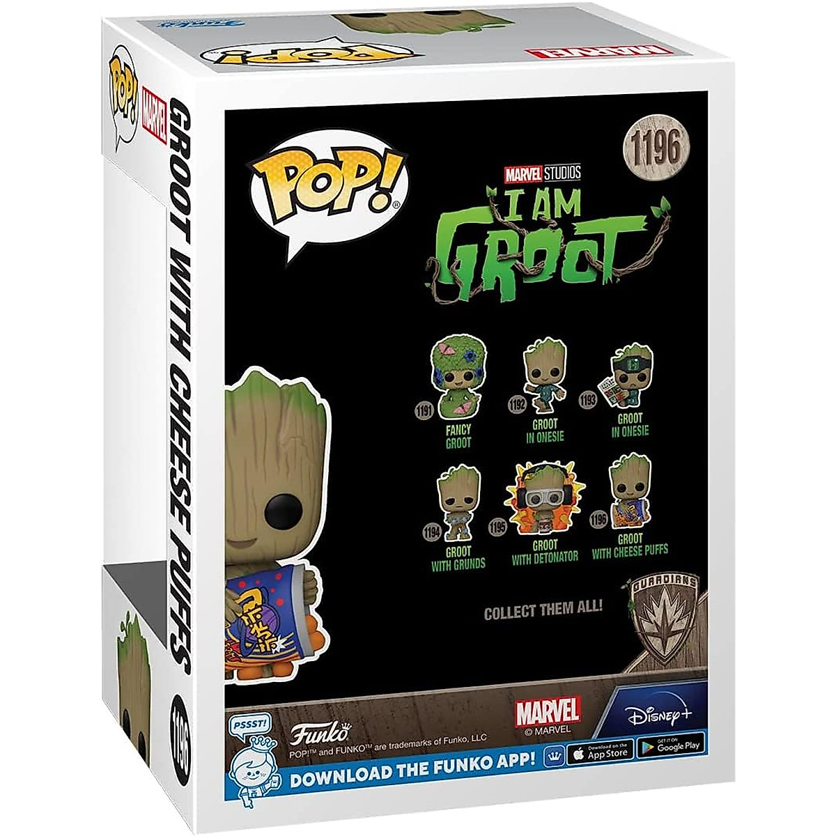 POP Marvel: I Am Groot - Groot with Cheese Puffs Funko Vinyl Figure (Bundled with Compatible Box Protector Case), Multicolored, 3.75 inches