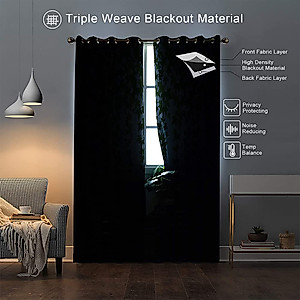 QiyI Green Ivy Plants Window Curtain Panels, Garden Foliage Creepers on White 2 Panels Blackout Curtains for Living Room Bedroom, Nursery Full Light Blocking Door Window Treatment Drapes 52 x 84 Inch