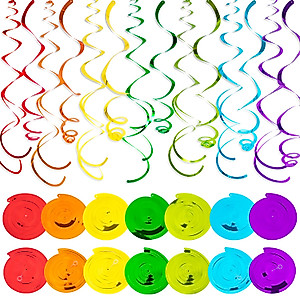 36 Pcs Rainbow Hanging Swirl Party Decorations, Colorful Ceiling Swirl Foil Streamers Party Supplies for Graduation Wedding Engagement Baby Shower and Theme Birthday Party Decorations