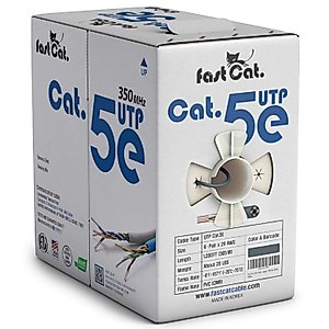 fast Cat. Cat5e Ethernet Cable 1000ft - 24 AWG, CMR, Insulated Bare Copper Wire Cat 5 ethernet Cable with FastReel - 350MHZ / Gigabit Speed UTP Cable Cat5e - CMR (Gray)