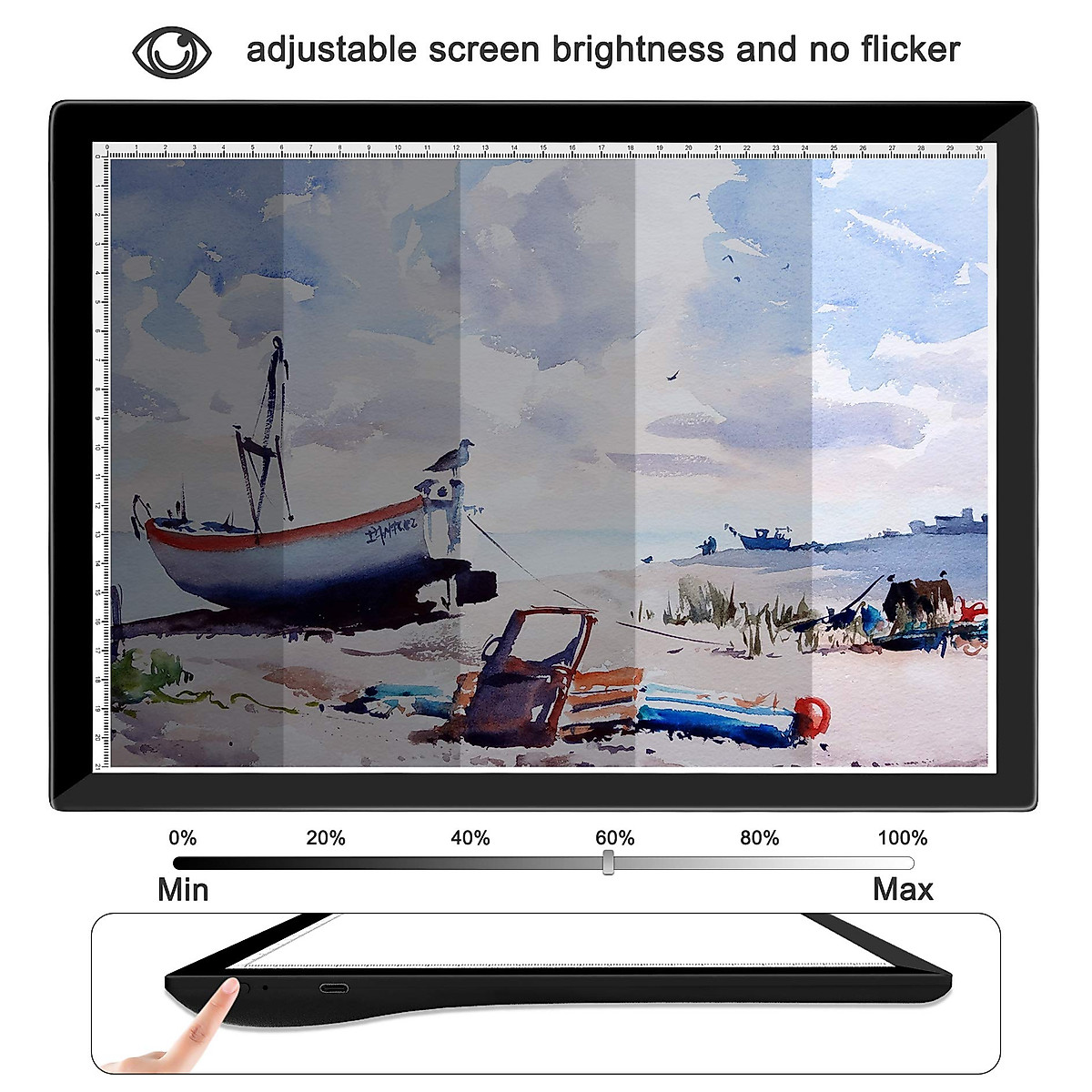 Light Tracing Box Rechargeable, Winshine Portable LED Light Board, Light Board for Diamond Art Painting, 5 Levels Stepless Dimming Drawing Tracking Light Pad, Artistic Design Sketching