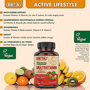 DEVA Vegan Multivitamin & Mineral Supplement - Vegan Formula with Green Whole Foods, Veggies, and Herbs - High Potency - Manufactured in USA and 100% Vegan - 90 Count (Pack of 2)