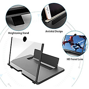 Phone Screen Magnifier, Ultra-Clear Mobile Phone Screen Amplifier with Folding Stand Holder,Pull-Out HD Screen Magnifier Newest Version, Suitable for All Smart Phones (12 INCH)
