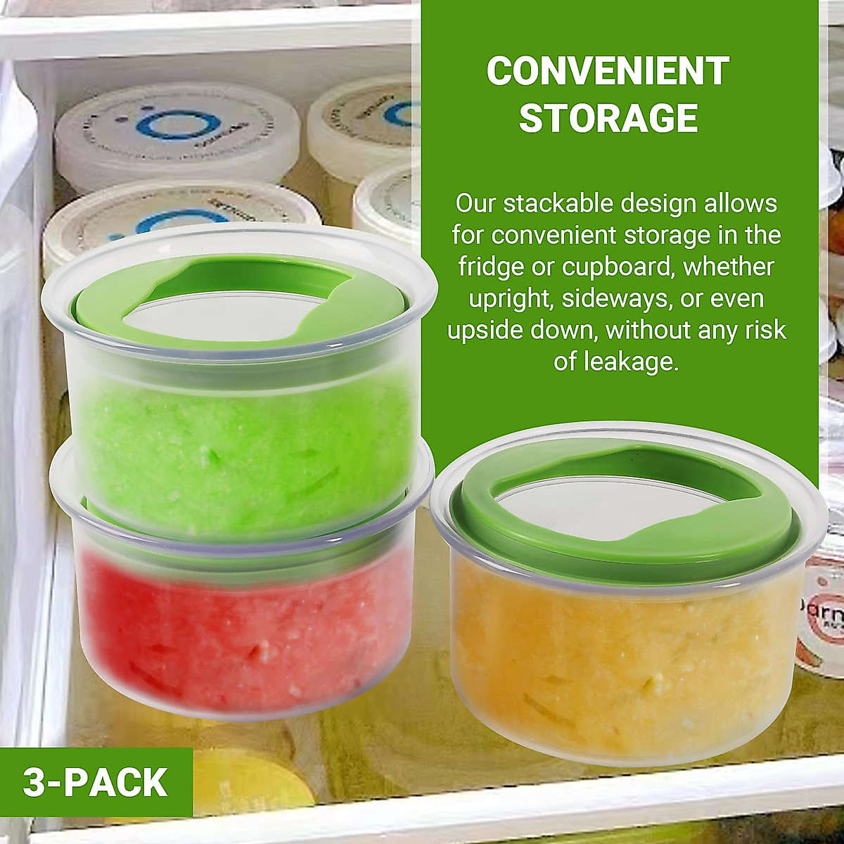 3Pack Guacamole Saver Containers, Wholly Guacamole Pro Keeper for Fridge, Avocado Dip Airtight Bowls, for Spice, Fruit and Vegetable, Marinade, Berry Mix, Seasoning, Prepworks Progressive Storage Box