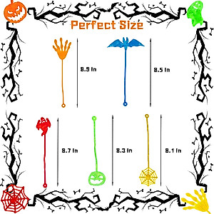 Tuzuaol 100 Pack Halloween Sticky Hands Party Favors Supplies for Kids, Ghost Pumpkin Skull Fingers Bat Spider Web Sticky Stretchy Hand Toys Gifts for Boys Girls