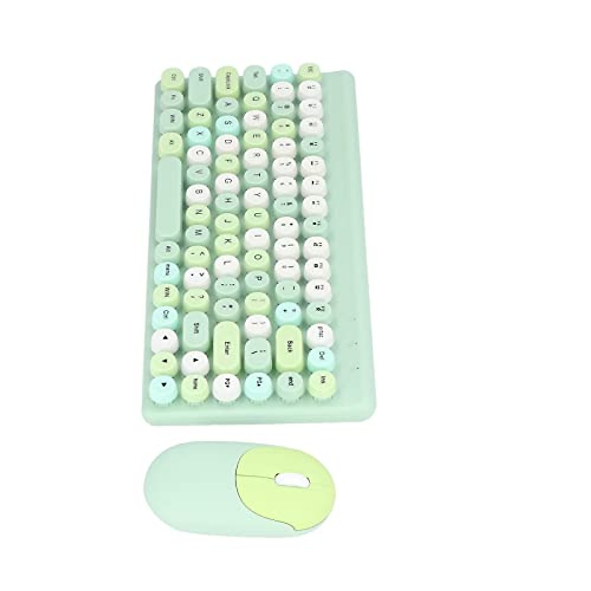 Wireless Keyboard and Mouse Combo for,Wireless Cute Mix Color 86 Keys Retro Round Concave Wireless Keyboard,Professional 1200DPI Gaming Keyboard Mouse (Green)