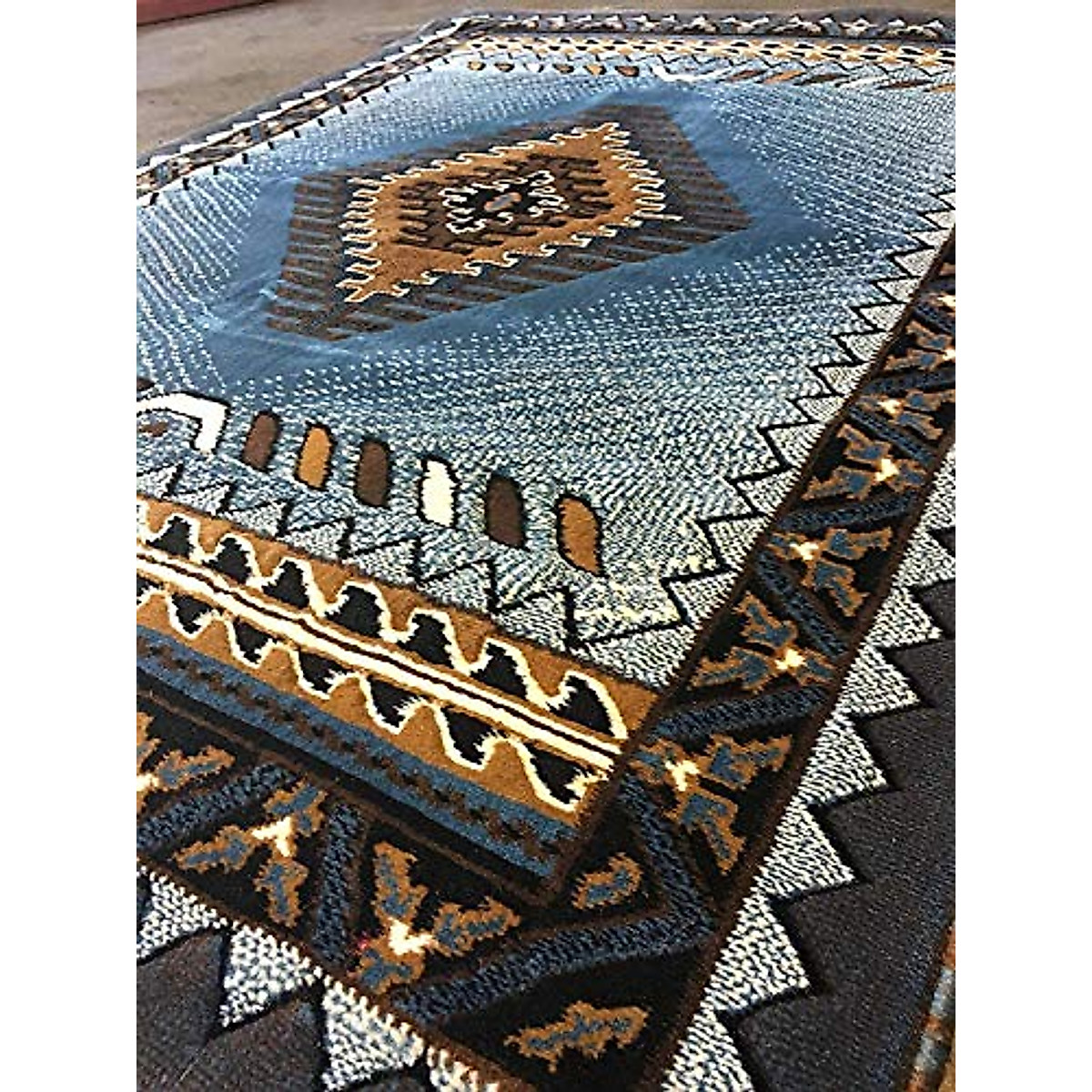 Kingdom Southwest Native American Square Tribal Area Rug Blue Brown Design D143 (5 Feet 3 Inch X 5 Feet 3 Inch Square)