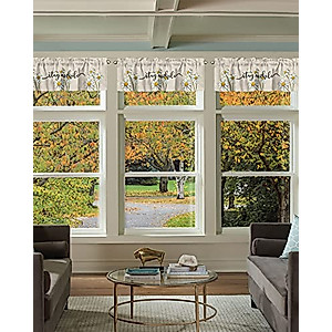 Homechoid Farmhouse Flower Curtain Valance for Windows/Living Room/Kitchen/Bathroom/Farmhouse, Gold White Daisy Floral Watercolor Short Rod Pocket Tier Curtain Window Treatment 1 Panel 54x18