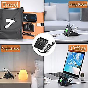 USB Charging Station, 4 USB Desktop Charging Station for Multiple Devices Compatible with Smart Phones, Speaker, Power Bank and More