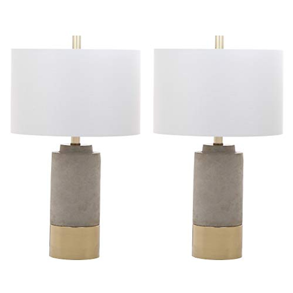 SAFAVIEH Lighting Collection Modern Contemporary Farmhouse Grey Concrete/ Gold Bedroom Living Room Home Office Desk Nightstand Table Lamp Set of 2 (LED Bulbs Included)