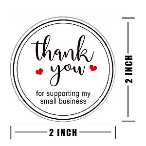 Thank You for Supporting My Small Business Stickers -2" Round Thank You Stickers Roll Labels|Used for Business, Kraft Makers,Online Sellers,Boutiques, Small Shops (White) (2inch)