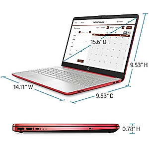 2022 Newest HP 15 15.6” HD Display Laptop Notebook, Intel Pentium Quad-Core N5000(Up to 2.7GHz), 8GB DDR4 RAM, 128GB SSD, 1-Year Office 365, HDMI, USB-C, WiFi, Webcam, Win10, Scarlet Red +JVQ MP
