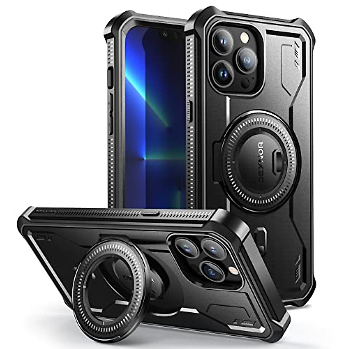 Dexnor Magnetic Case for iPhone 13 Pro Max, Compatible with MagSafe, [Built in Screen Protector and Kickstand] Full-Body Heavy Duty Case Protective Cover for iPhone 13 Pro Max 6.7 Inch Black