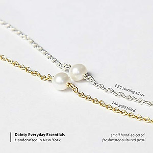 Gold Bracelet For Women – 14K Gold Filled or Sterling 925 Silver, Dainty Modern Minimal Chain Jewelry For Layering, 6.5”-8” Adjustable, Made in USA (Single Pear (925 Sterling Silver))