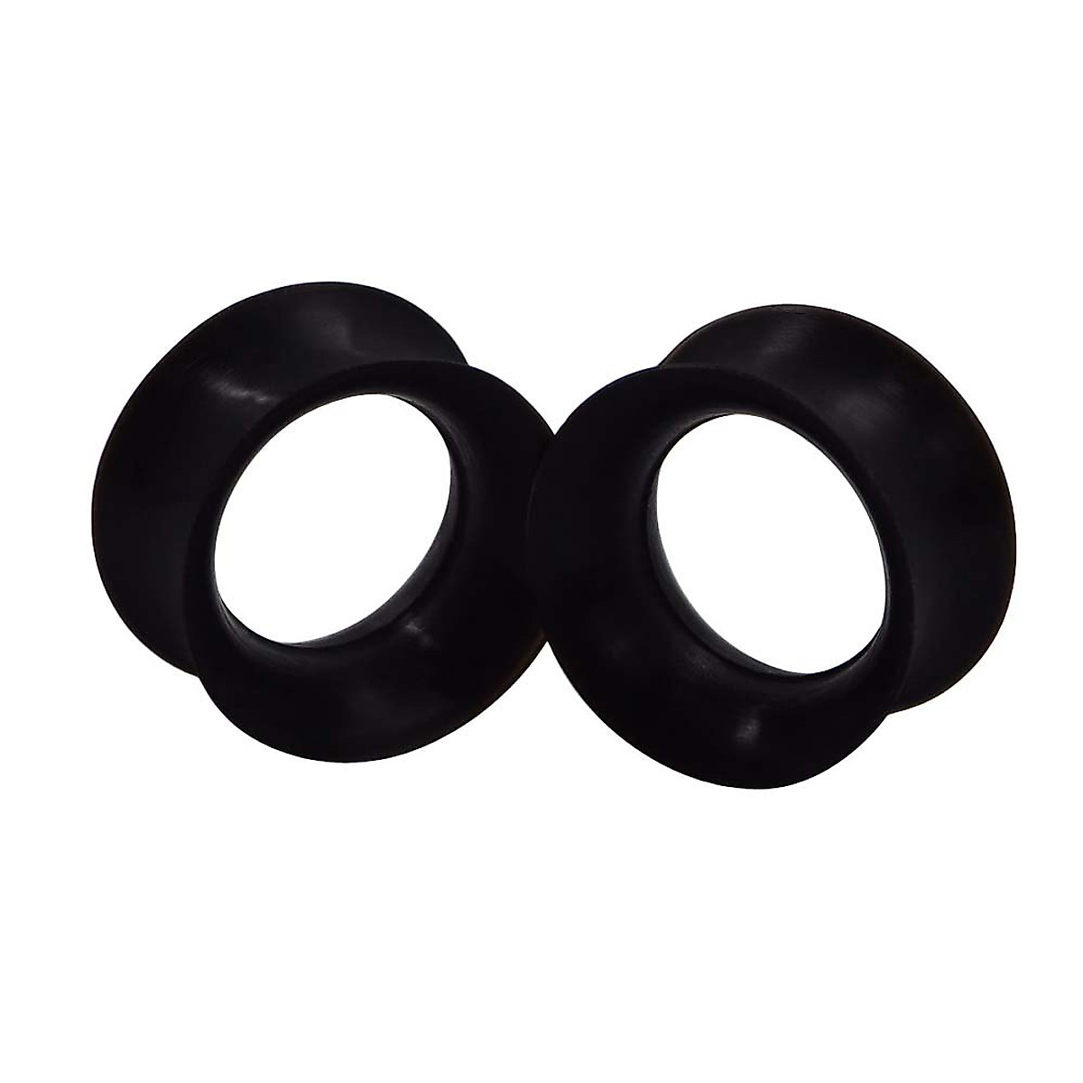 Yungger 3 Pairs Black Ultra Thin Silicone Double Flared Flexible Tunnel Ear Stretching Plug Gauge 00g, black