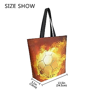 Naanle Canvas Tote Bag Large Womens Casual Shoulder Bag Handbag Fire Basketball Canvas Tote Bag Reusable Grocery Shopping Cloth Bags Beach Bag for Women
