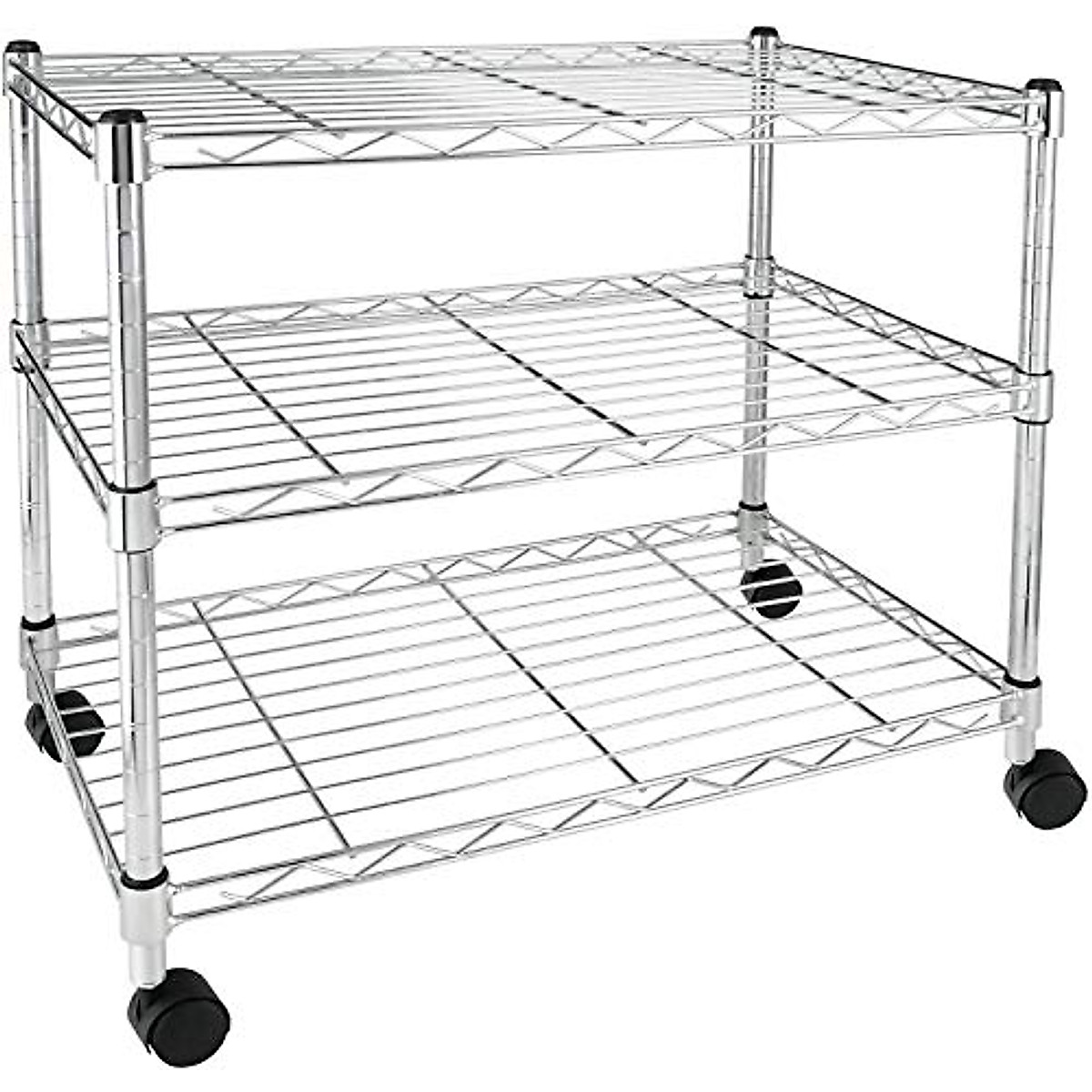 YSSOA 3-Tier Heavy Duty Height Adjustable Storage Shelving Unit,Chrome,24.02" D x 13.78" W x 21.97" H inch, 1 Pack