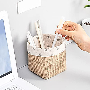 Kripyery Storage Basket, Foldable, Space-Saving Cotton and Linen Cosmetic Hanging Bag for Home Decoration, Toy Cosmetics Storage Basket, Creative Fabric Finishing Frame (2)