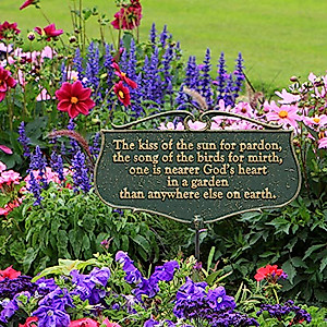 Whitehall Products "The Kiss of The Sun..." Garden Poem Sign, Green/Gold