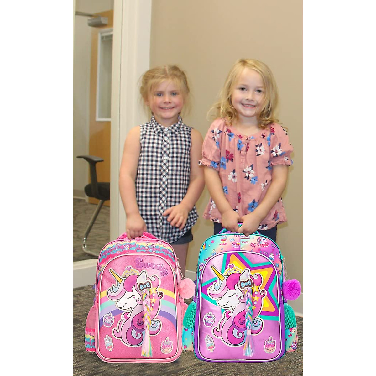 Meetbelify Unicorn Backpack for Girls School Backpacks Kids Cute Bookbag with Lunch Box,Drawstring Bag for Elementary Preschool Students 5 in 1 Pink Backpack Set