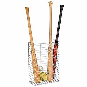 mDesign Metal Wire Wall Mount Storage Organizer for Holiday/Celebration Gift Wrap and Bows - Hang in Closet, Basement, Craft Room, Laundry Room, Garage - 2 Pack - Chrome