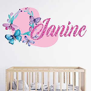 Name Wall Decals for Girls - Butterfly Decals for Wall - Butterfly Garland Decorations - Butterfly Decor for Girls Bedroom - Butterfly Stickers for Walls - Baby Girl Nursery Wall Decor - Girl Room