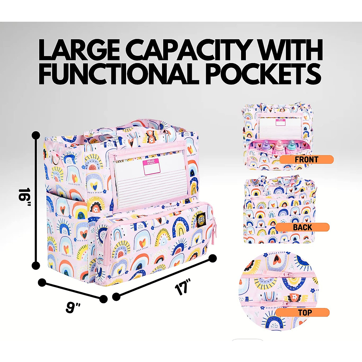 YAY KIDDY Large Totebag for Daycare (Rainbow)