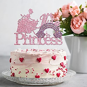 Pink Glitter It's a Princess Cake Topper, Girls 1st Birthday Cake Decorations, Baby Shower, Gender Reveal Party Decorations