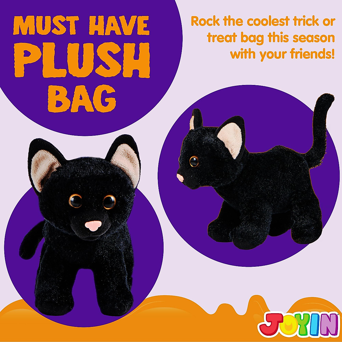 JOYIN 7.5 Inch Halloween Black Cat Plush Toy, Realistic Halloween Stuffed Animal, Cute Soft Pillow for Kids Girls Boys, Birthdays Halloween Party Favors Supplies Decoration Present