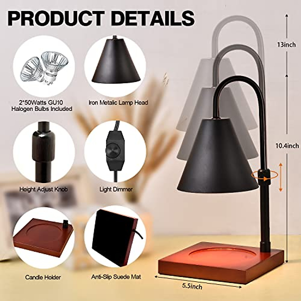 Candle Warmer Lamp with 50W Candle Warmer Bulbs, Compatible with Large & Small Jar Candles, Aromatic Candle Holders for Home Decoration,Unique House Warming Gifts…