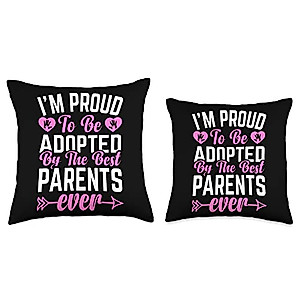 Adoption Day Gifts For Adoptive Parents & Child Adoptive Children Sayings Fom Adoption & Adopted Kids Throw Pillow, 16x16, Multicolor