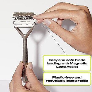 The Leaf Razor, Mercury - Plastic-Free, Multi-Blade, Pivoting Head Razor for a Close, Smooth Shave for Women & Men