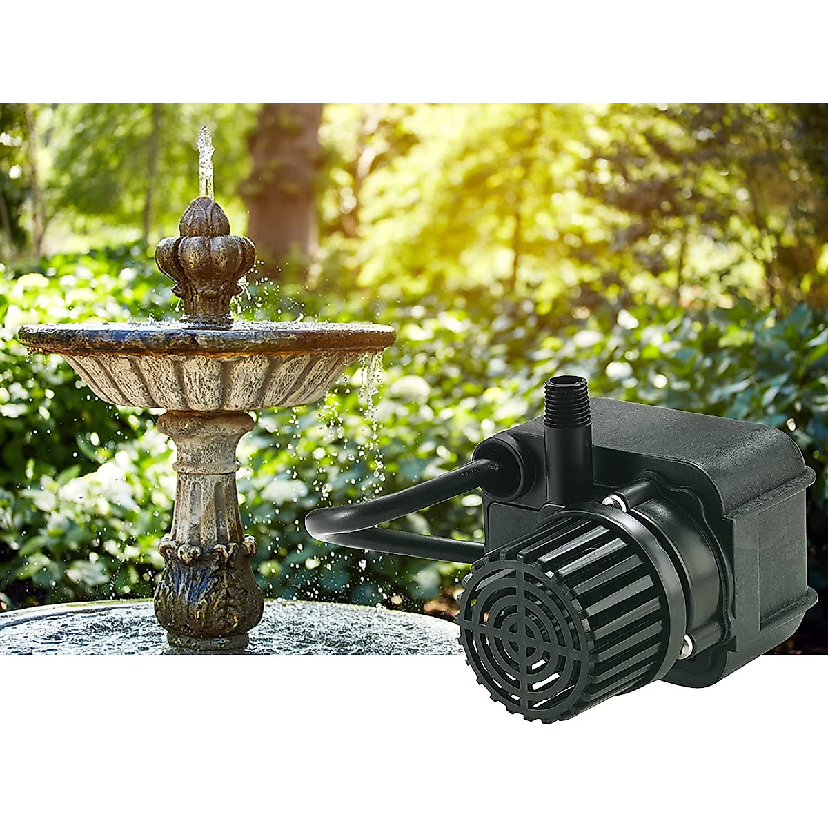 Little Giant PE-2F-PW 115 Volt, 1/40 HP, 300 GPH Submersible Direct Drive Pump for Small Ponds or Fountains with 15-Ft. Cord, Black, 566611