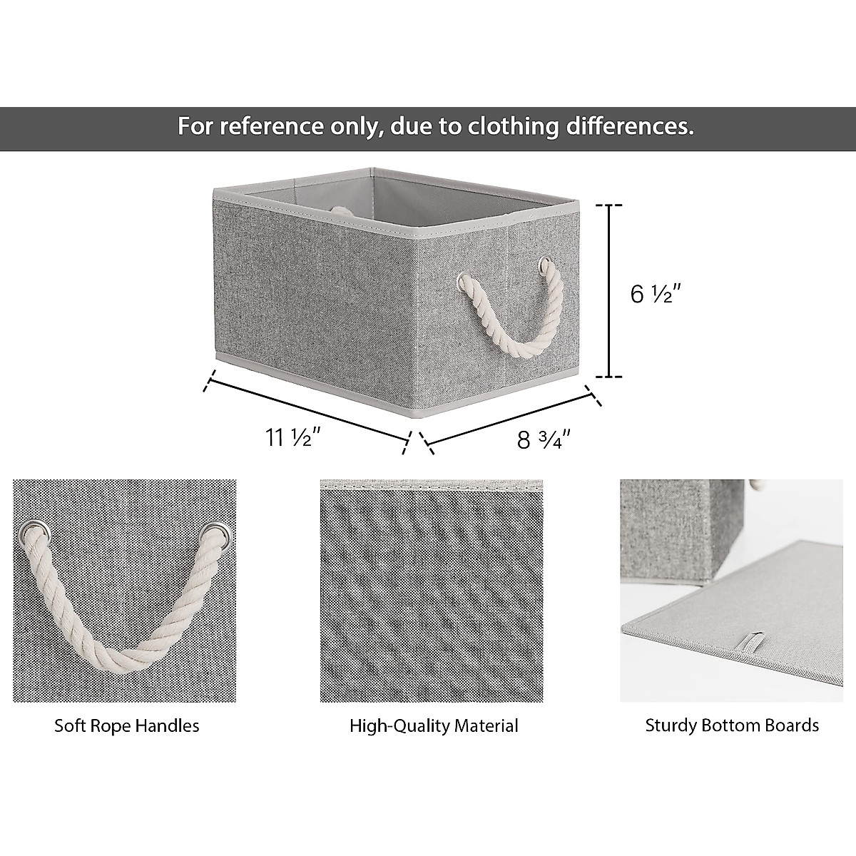 StorageWorks Storage Baskets for Shelves, Rectangular Closet Organizers with Handles, Foldable Closet Storage Baskets for Utility Room, 3-Pack, Gray