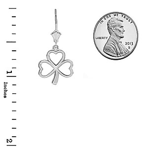925 Sterling Silver Lucky Three Leaf Clovers Shamrock Dangle Earrings