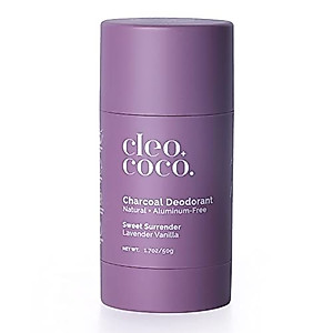 Cleo+Coco - Natural Deodorant - For Women & Men - Aluminum Free - Extra Strength - Activated Charcoal - 24hr Odor Protection - Vegan & Cruelty Free - PCR - Made in USA - Lavender Vanilla - 1.7oz