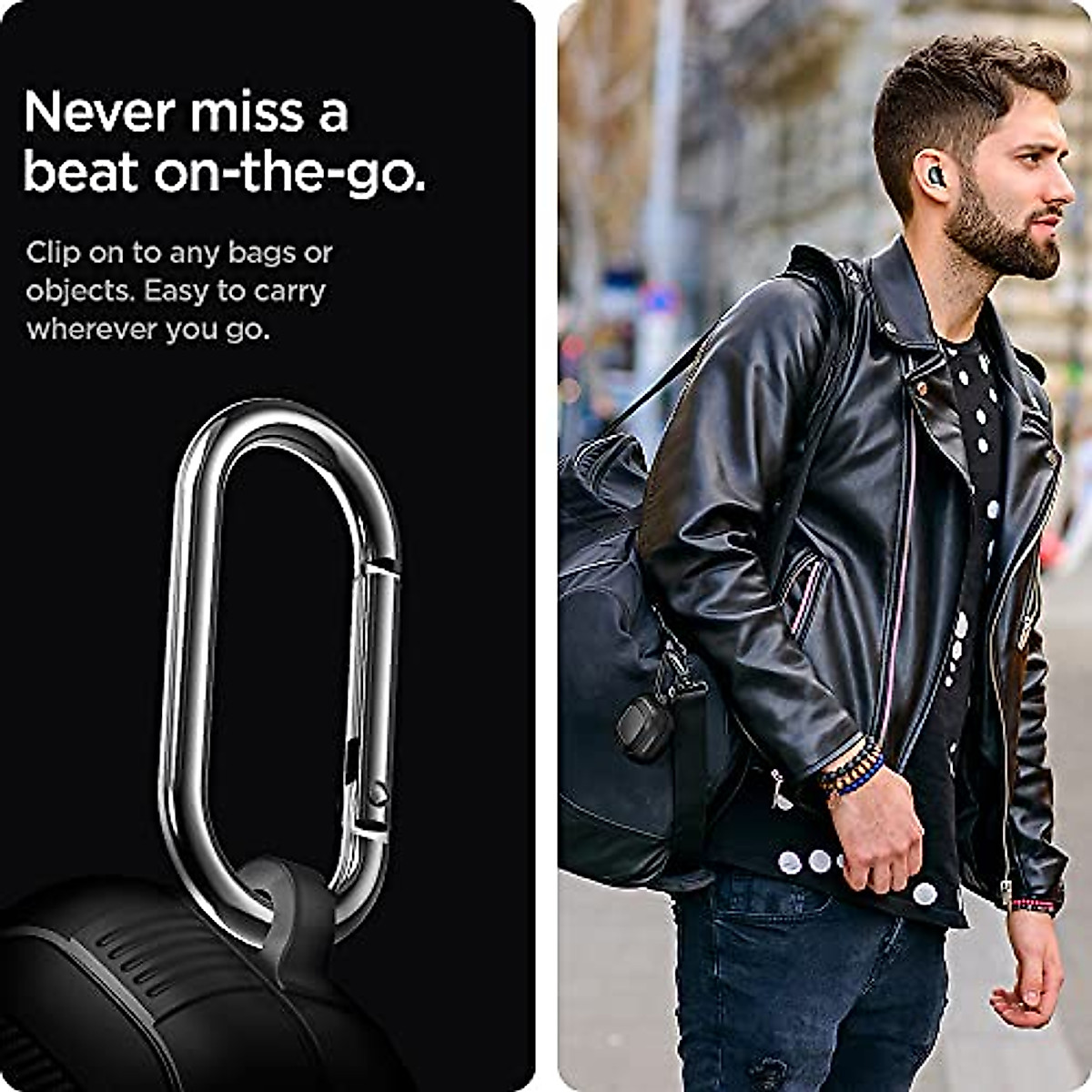 Spigen Rugged Armor Designed for Galaxy Buds2 Pro Case (2022) / Galaxy Buds 2 Case (2021) / Galaxy Buds Pro Case (2021) / Galaxy Buds Live Case (2020) - Matte Black