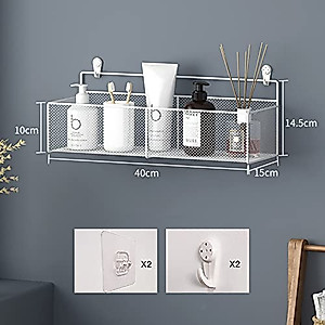 jomgeroz Wall Mounted Storage Basket Metal Mesh Shower Caddy Shelf Rack Organizer for Bathroom Shampoo Bath Soap Container black metal storage basket wall